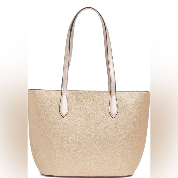 kate spade | Bags | Kate Spade Gold Glimmer Leather Large Tote Bag ...